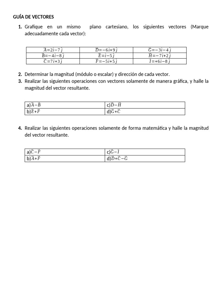 Guía de Vectores | PDF