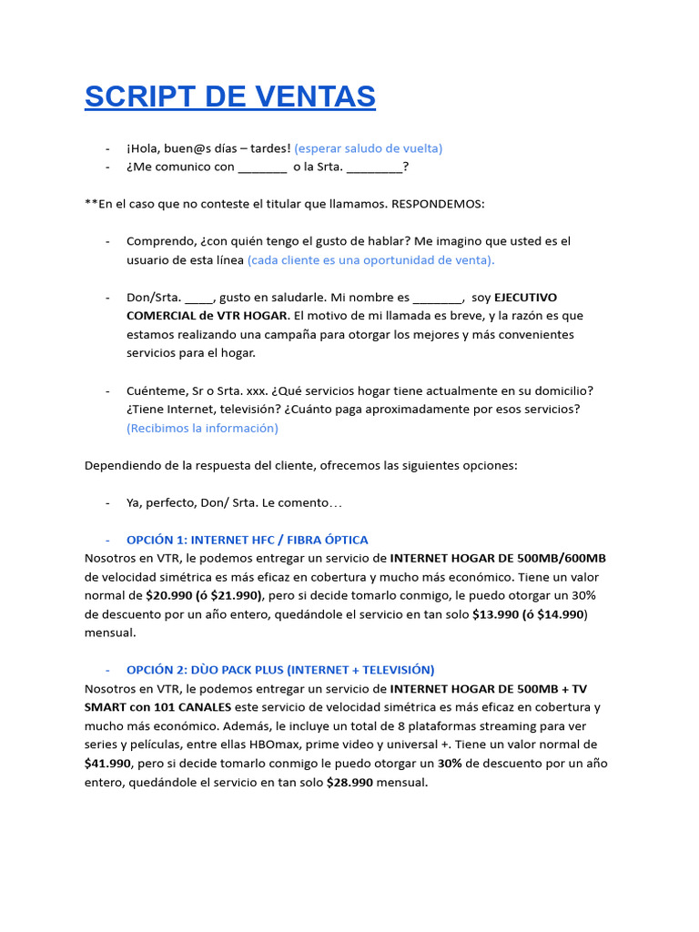 Script de Ventas | PDF