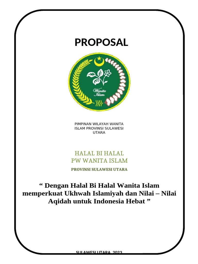 Proposal Halal Bi Halal Wanita Islam Sulut | PDF