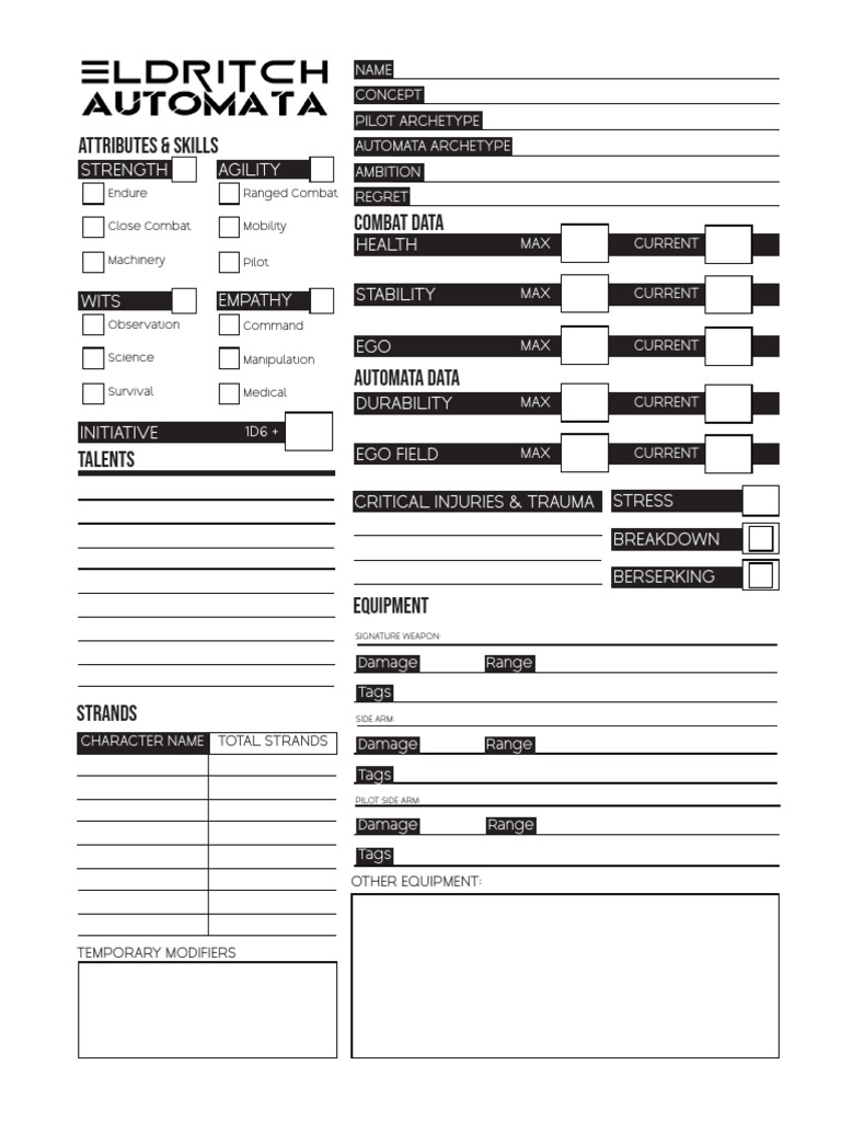 Character Sheet V2_Form Fillable | PDF