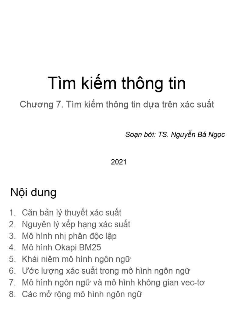 Ch07-TimKiemThongTinDuaTrenXacSuat | PDF