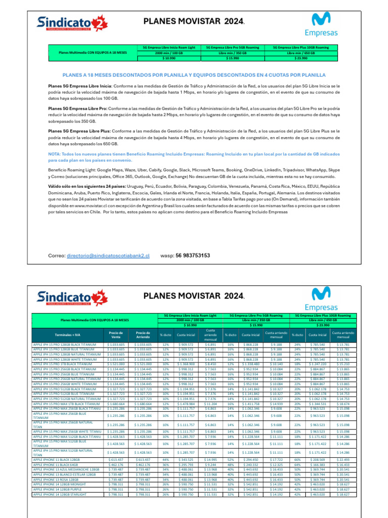 Planes Movistar 2024: Tarifas y Equipos | PDF | Yo telefono | Apple Inc.