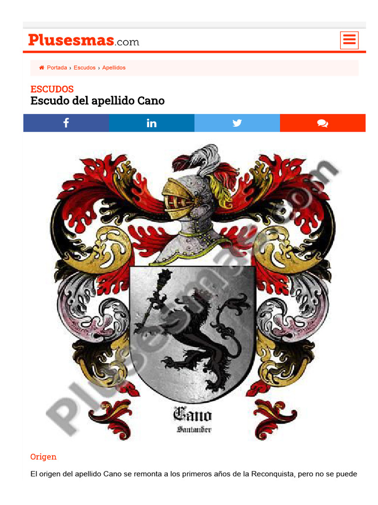 Escudo y origen del apellido Cano | PDF | España | Apellido