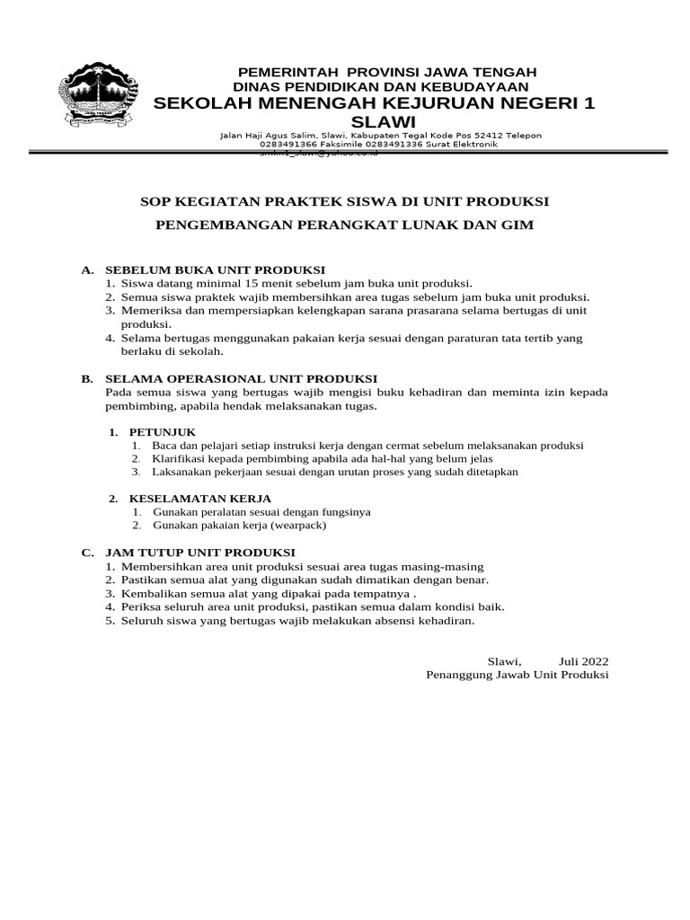 SOP Penggunaan Wearpack di Unit Produksi | PDF