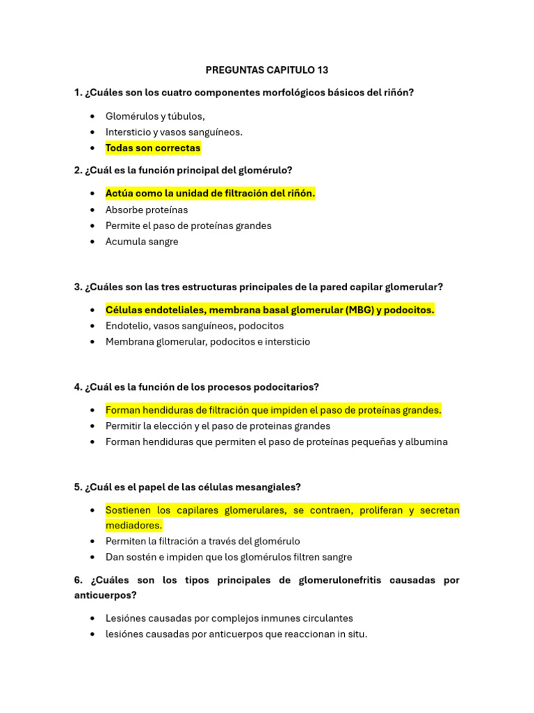 Preguntas Capitulo 12 Pato | PDF | Sistema urinario | Medicina Interna