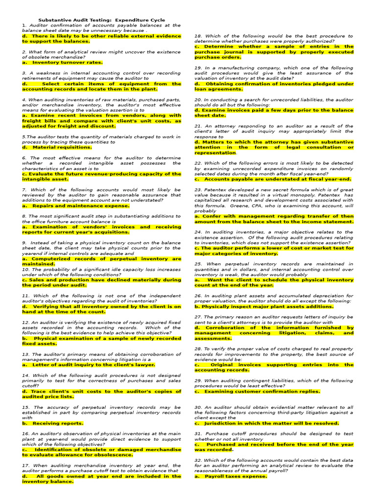 Substantive Audit Testing | PDF | Audit | Inventory