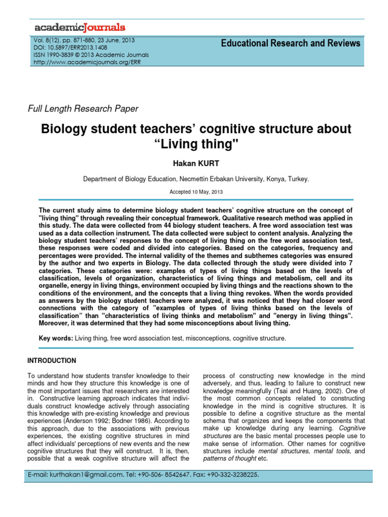 Biology Student Teachers' Views on Living Things | PDF | Life | Cell ...