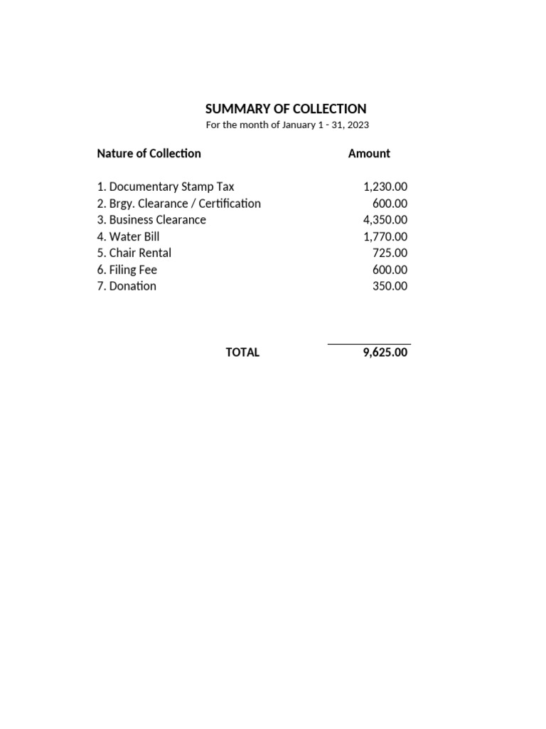 Summary of Collection 1 | PDF