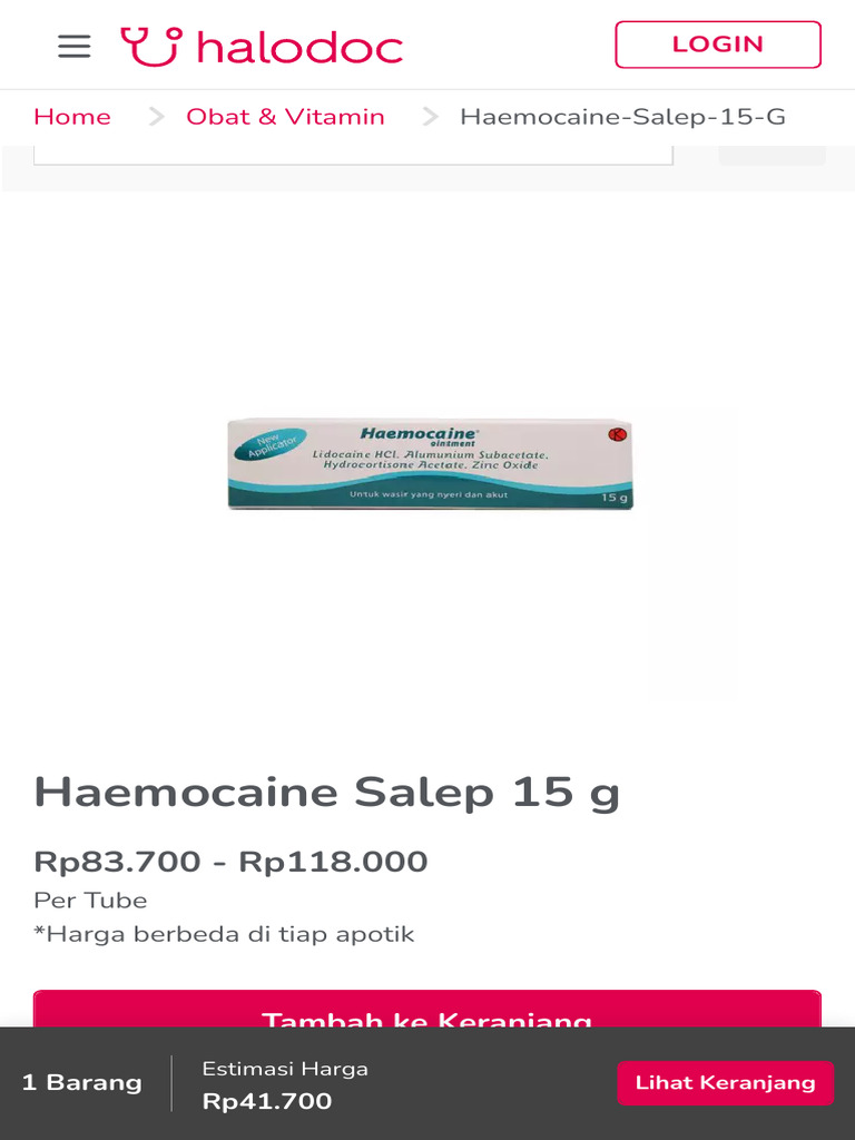 Haemocaine Salep 15 g - Kegunaan, Efek Samping, Dosis dan Aturan Pakai ...