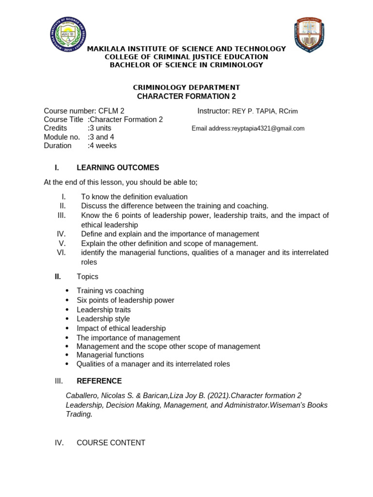 Character Formation in Leadership and Management | PDF | Leadership ...