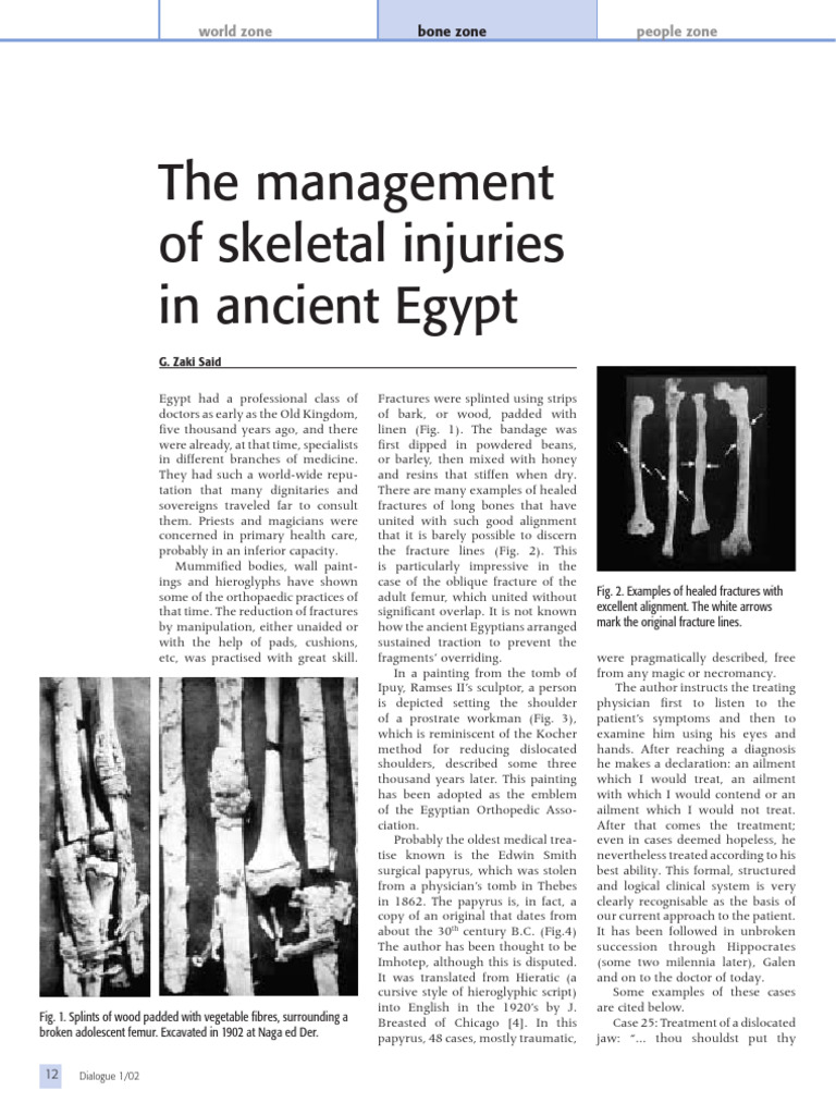 Ancient Egypt Skeletal Injury Treatment | PDF
