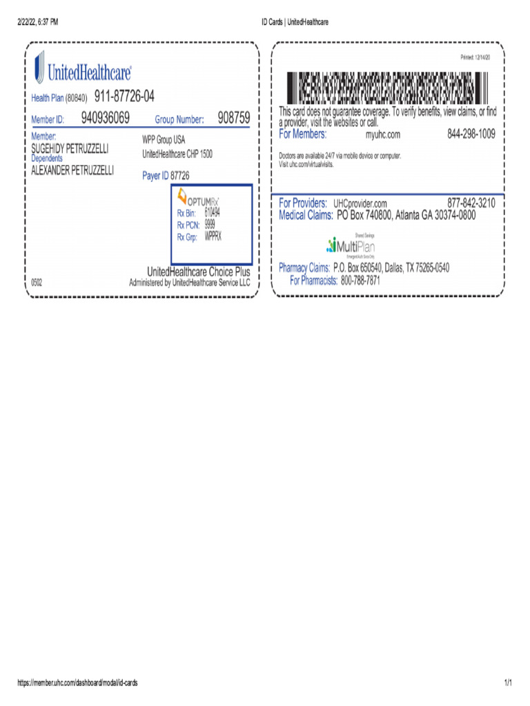 ID Cards - UnitedHealthcare 2022 | PDF