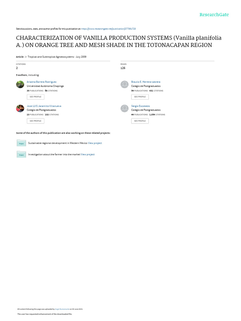 CHARACTERIZATION OF VANILLA PRODUCTION SYSTEMS Van | PDF | Agricultura ...