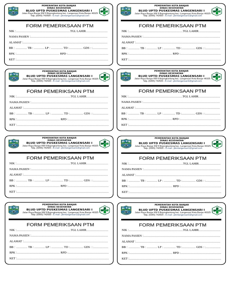 FORM PEMERIKSAAN PTM | PDF