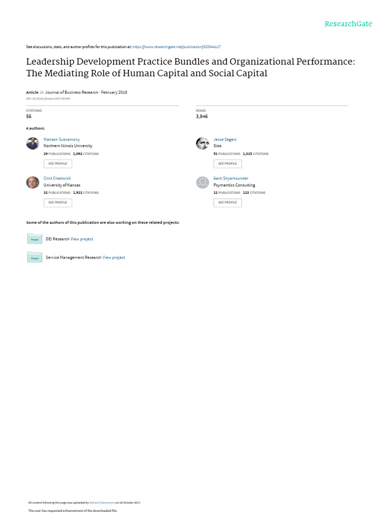 The mediating role of human capital and social capital | PDF | Leadership | Human Capital