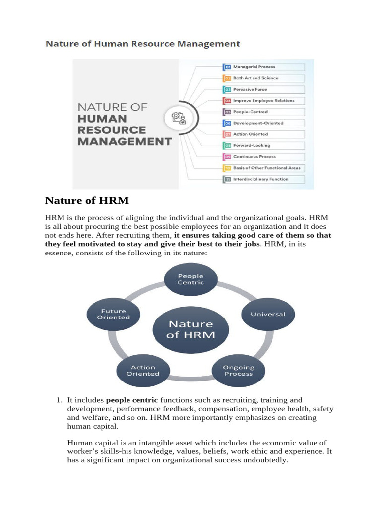 nature of hrm | PDF | Human Resource Management | Human Resources