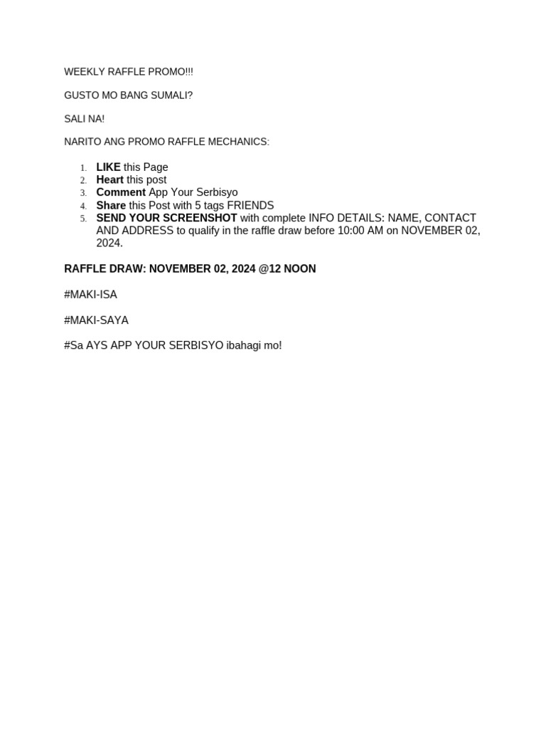 Weekly Raffle Promo | PDF