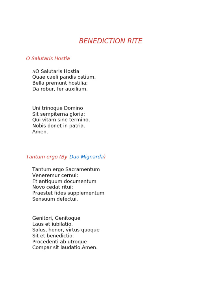 BENEDICTION RITE | PDF
