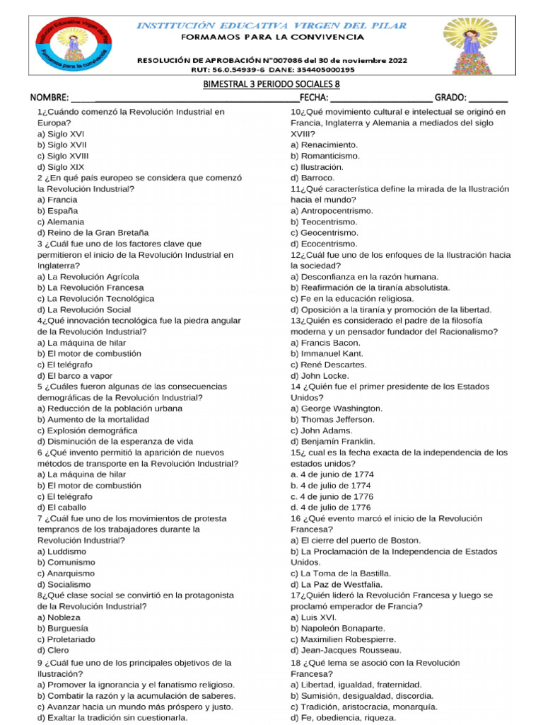 Bimestral 3 Periodo Grado 8 | PDF