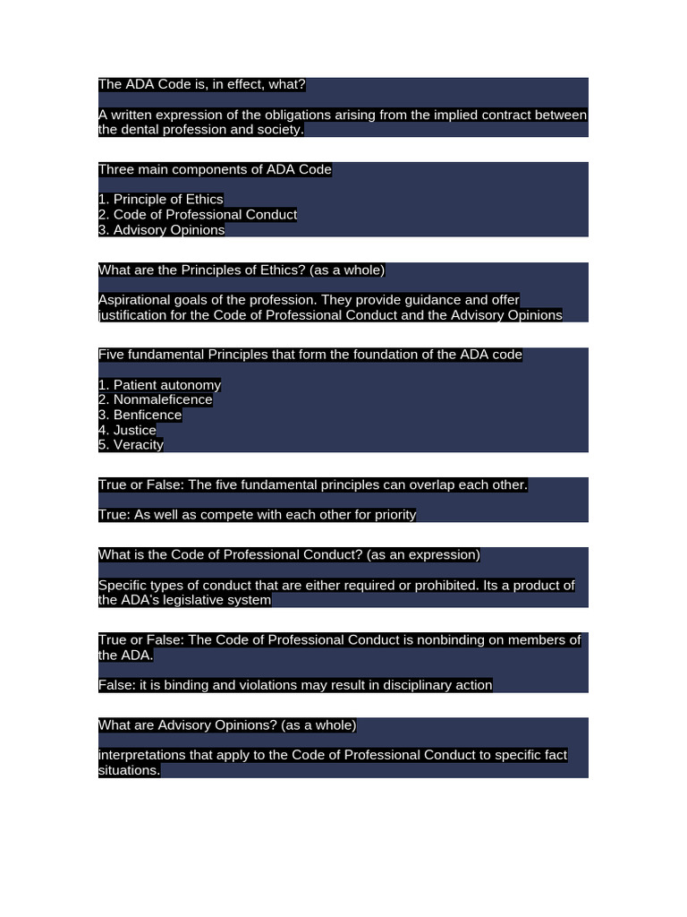 ADA Principles of Ethics & Code of Professional Conduct | PDF ...