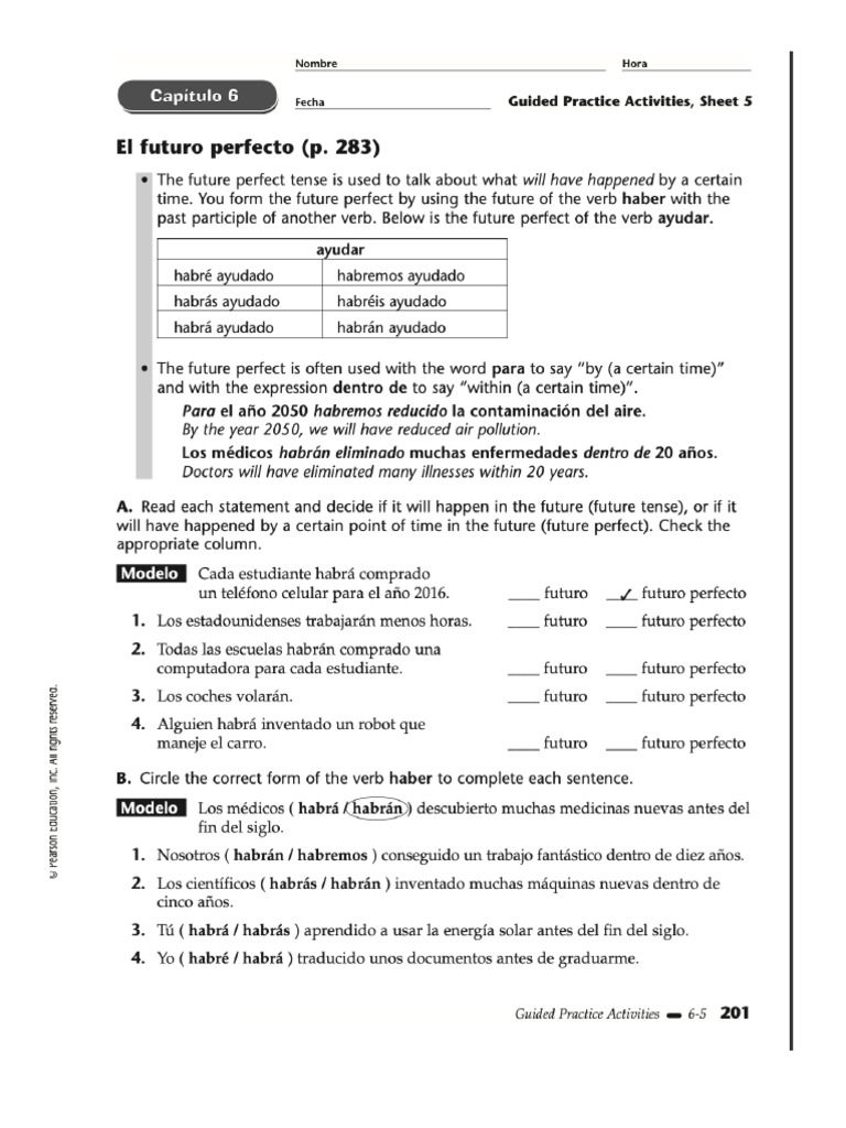 Futuro Perfecto Guided Practice Activity | PDF