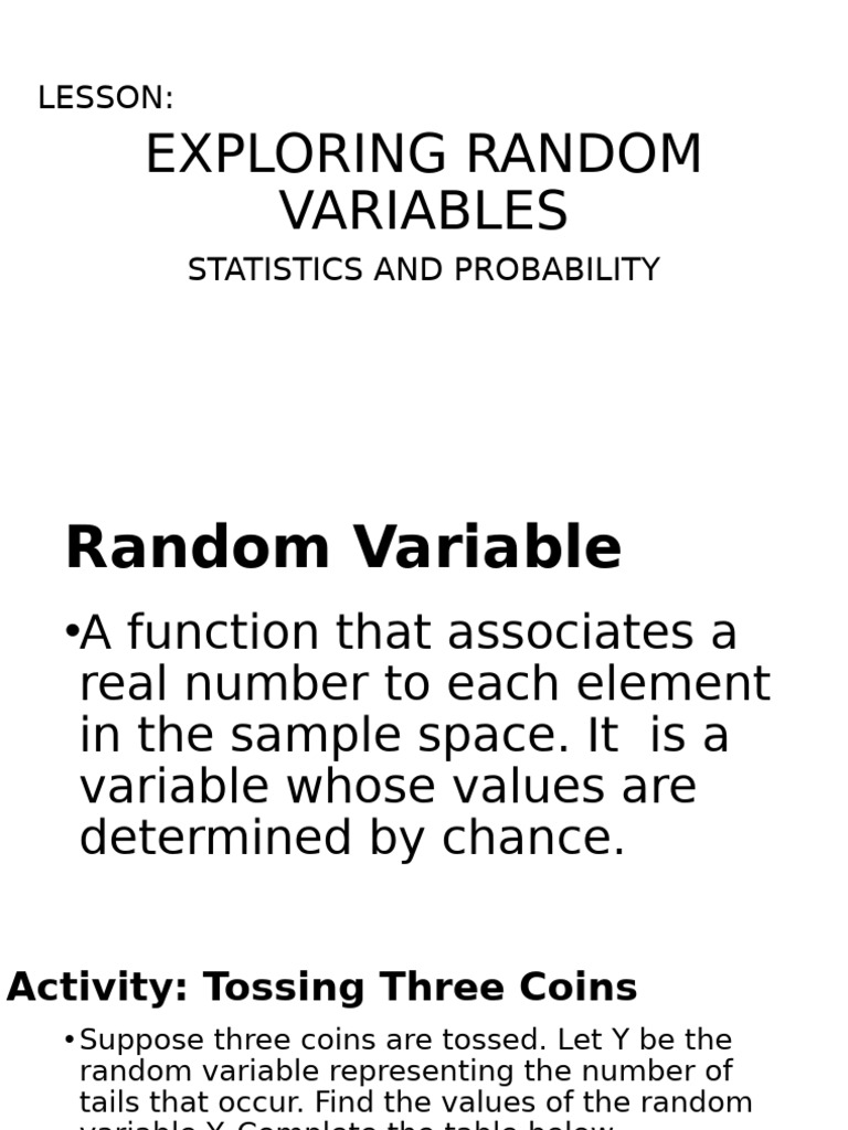 EXPLORING RANDOM VARIABLES | PDF