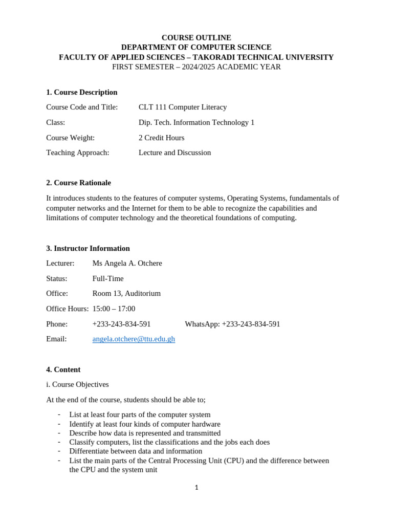 Diptech It_course Outline | PDF | System | Operating System