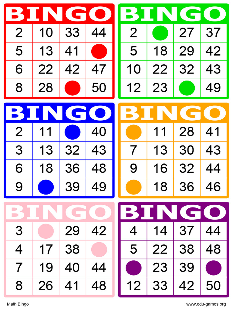 math-bingo-multiplication-division | PDF