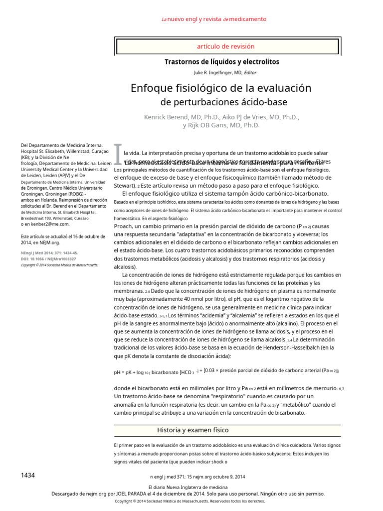 Acido Base - NEJM - En.es | PDF | Ácido láctico