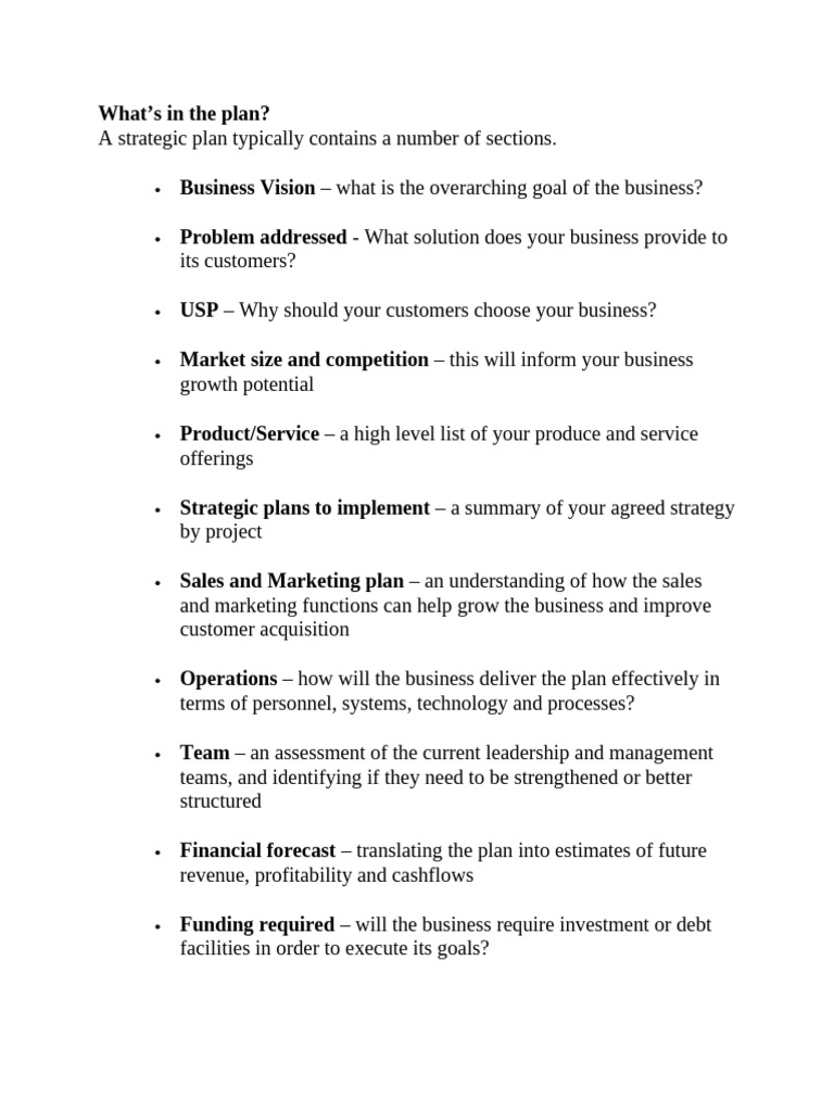 Business Plan Pdf Marketing Strategic Planning