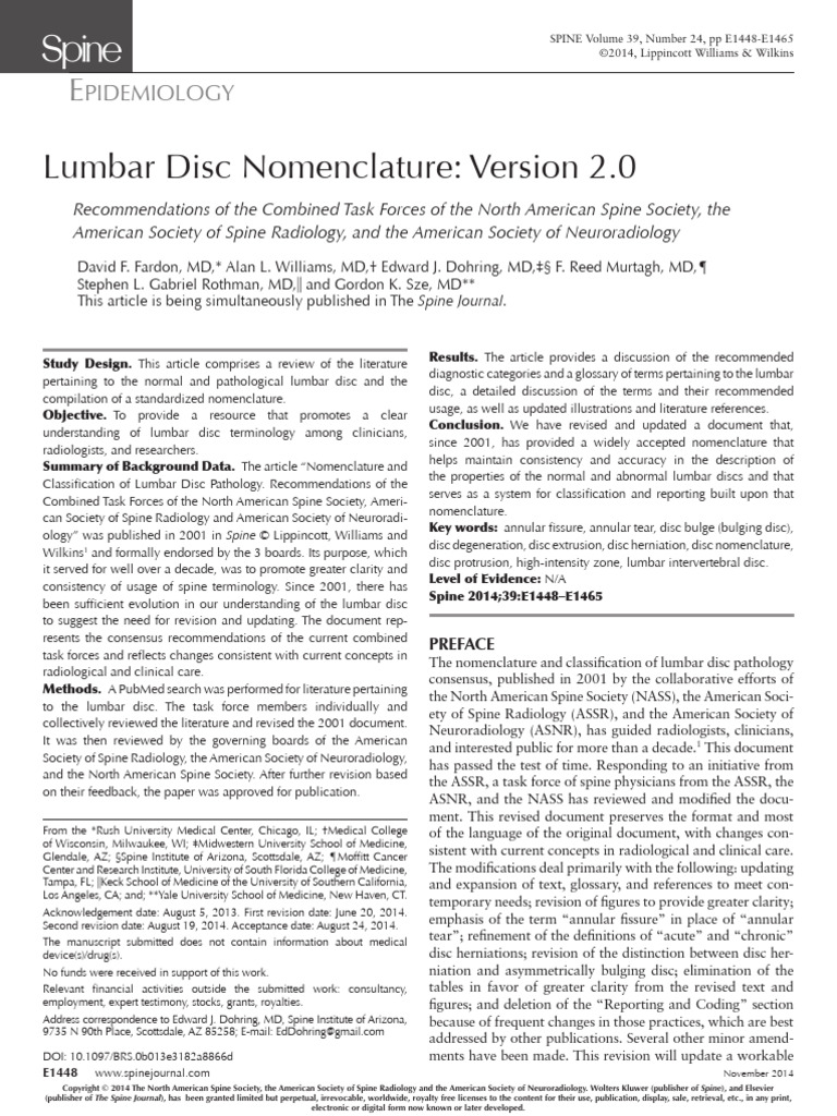 FARDON 2014 Lumbar Disc Nomenclature - Version 20 | PDF | Vertebra ...