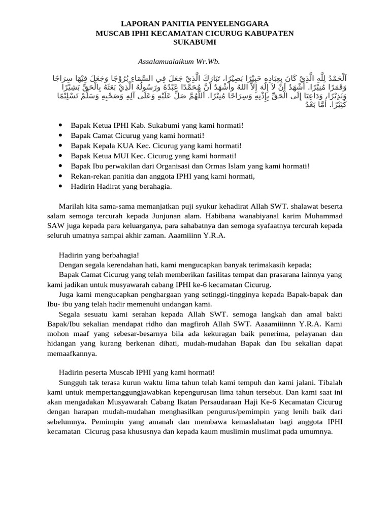 LAPORAN PANITIA PENYELENGGARA IPHI CICURUG Ke-6 | PDF