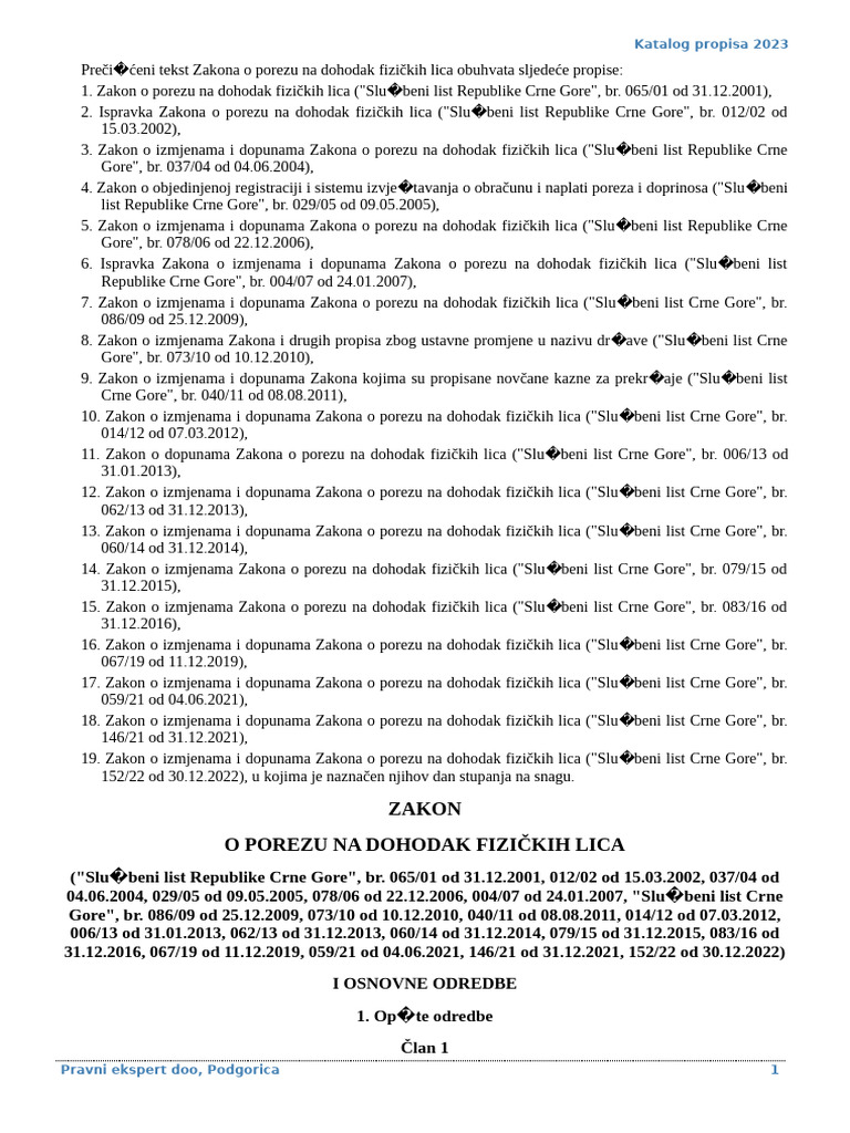 Zakon o Porezu Na Dohodak Fizickih Lica | PDF