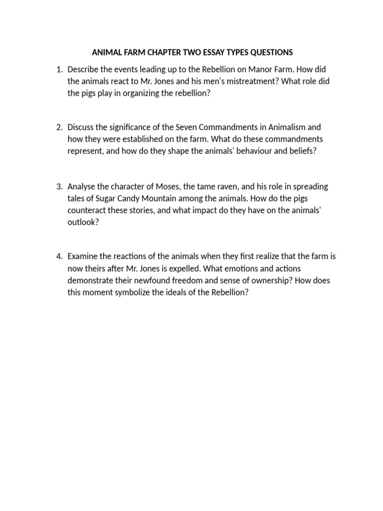 Animal Farm Chapter 2 Analysis Questions | PDF