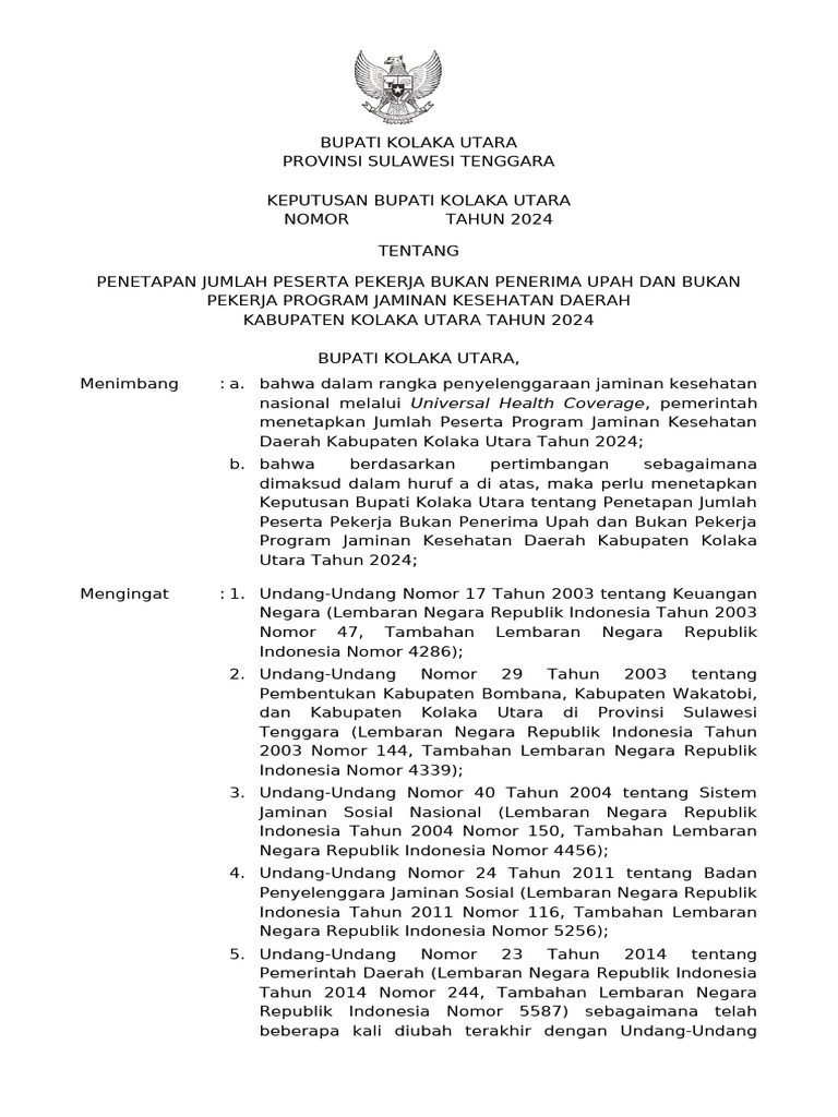 SK Peserta BPJS Tahun 2024 | PDF