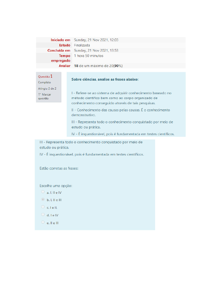 Questionário 01 | PDF