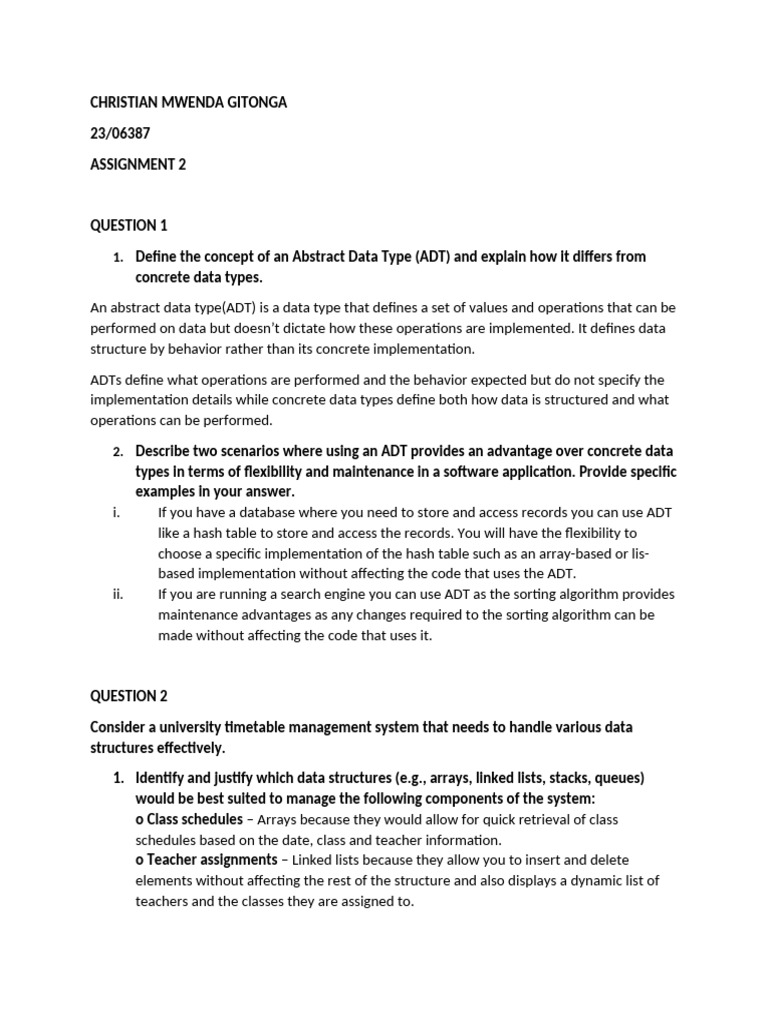 Assignment 2 Data Structures | PDF | Data Management | Applied Mathematics