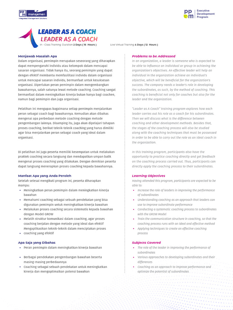 Leader As A Coach Pdf Psychology Cognition