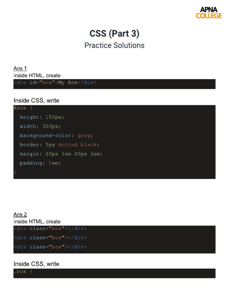 CSS Part 3 (Solution) | PDF