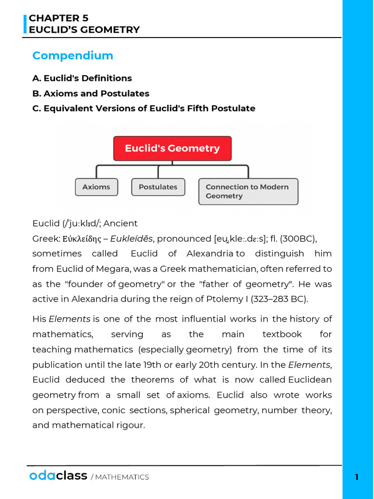 Compendium: Euclid'S Geometry | PDF | Line (Geometry) | Euclid