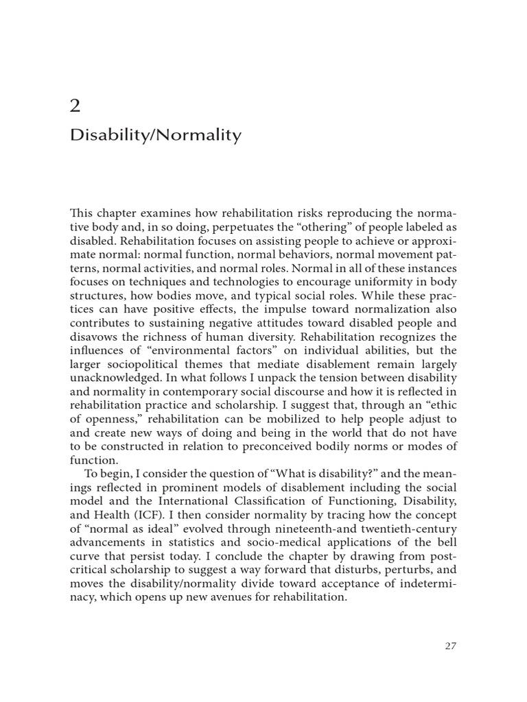 Chapter 2 - Disability - Normality | PDF | Disability | Physical Therapy