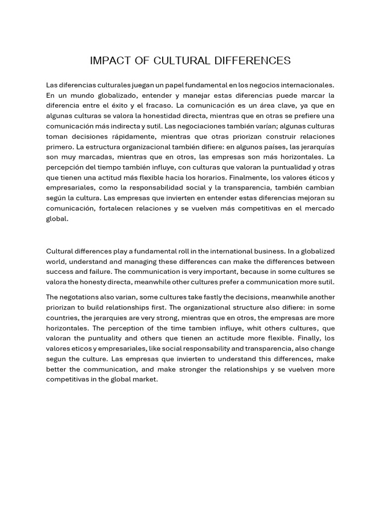 Impact of Cultural Differences | PDF