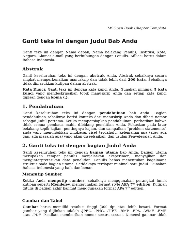 Template Bab Buku MSOpen | PDF