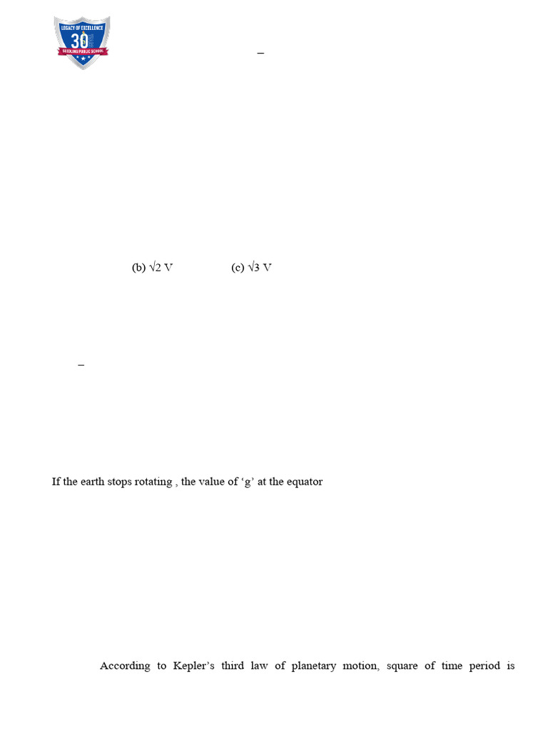 Class 11th P.A. 2 Worksheet | PDF | Rotation Around A Fixed Axis | Velocity