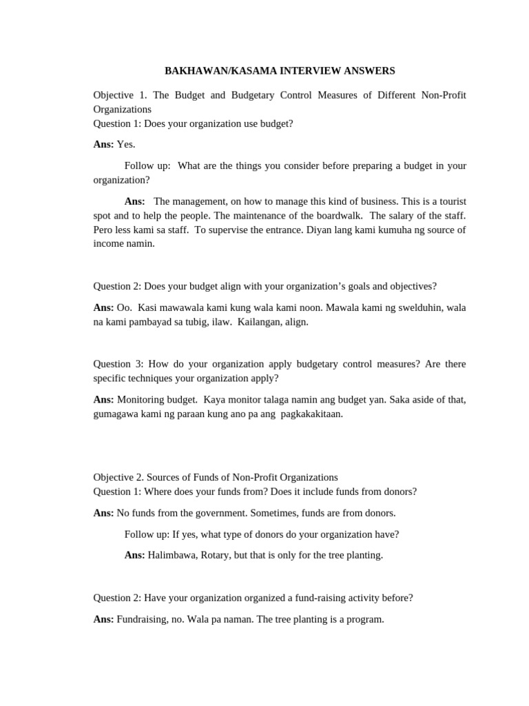 KASAMA Interview Answers | PDF | Economies