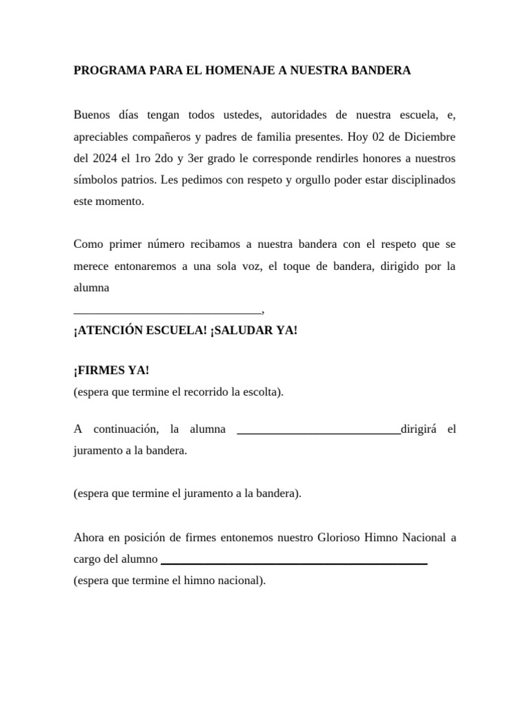 Programa Para El Homenaje Tercero | PDF