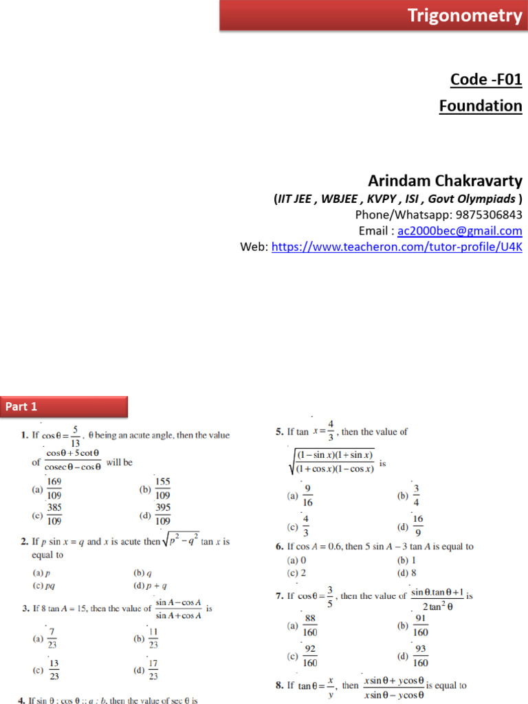 Trigonometry L1 | PDF