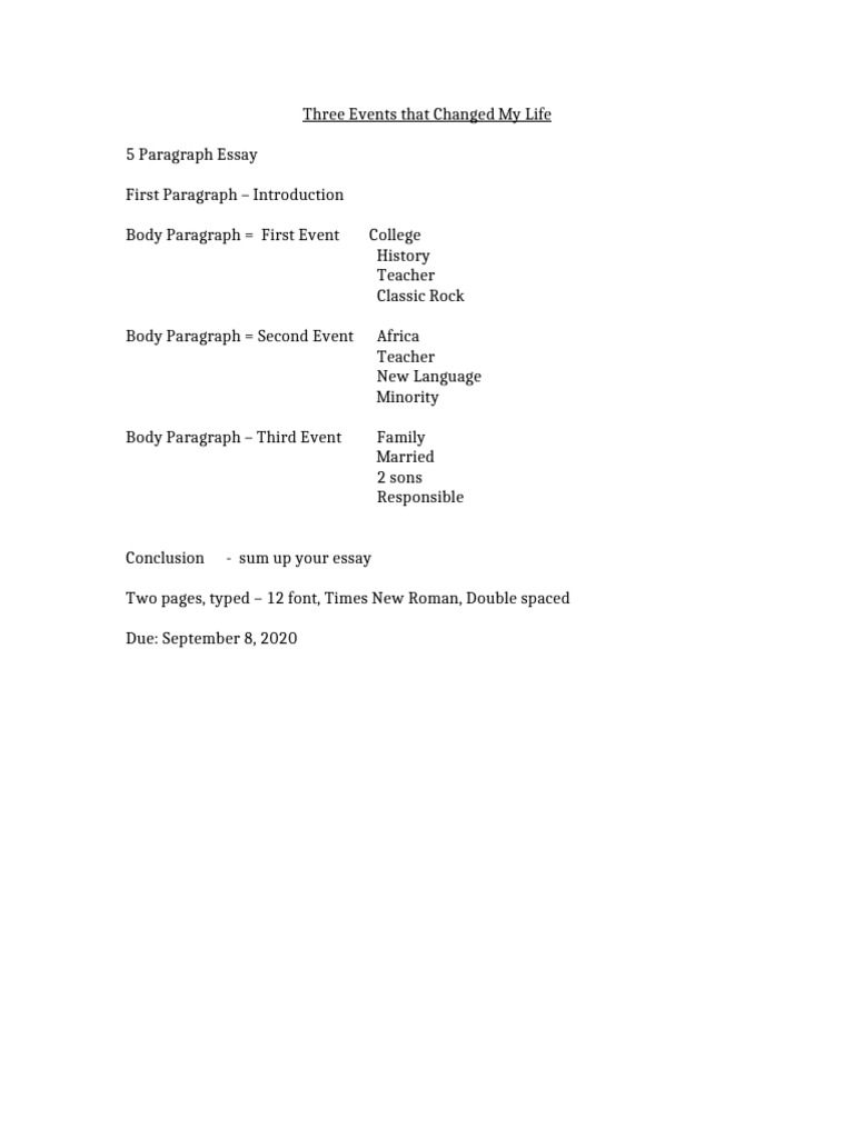 Life-Changing Events Essay | PDF