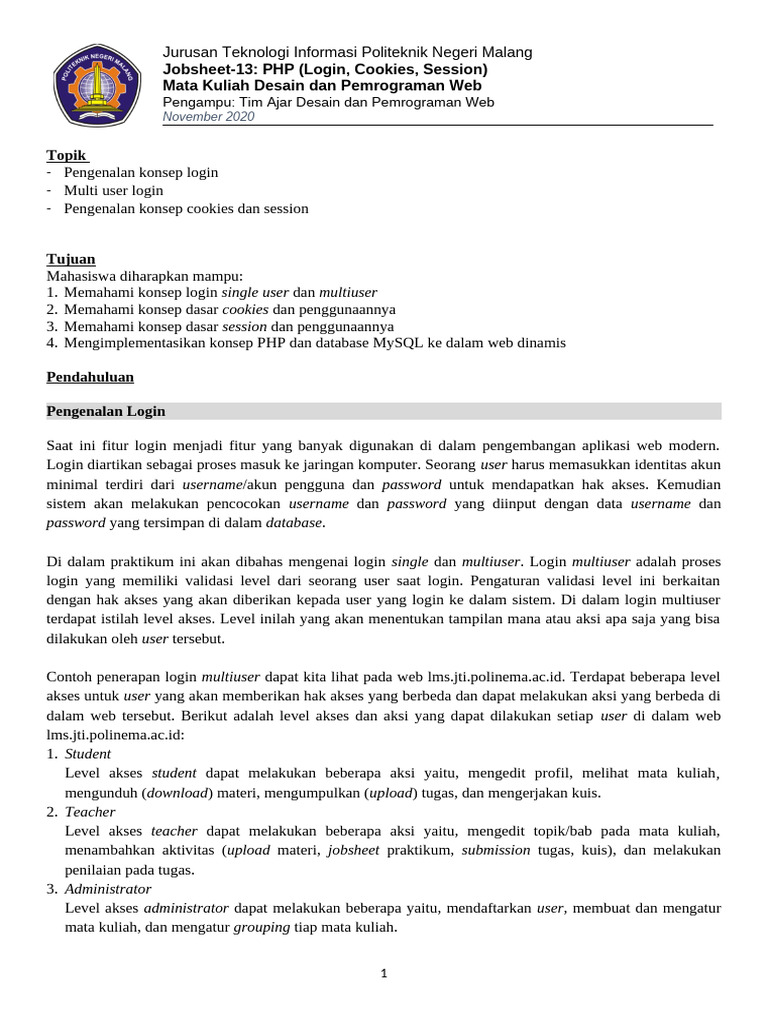 Panduan PHP: Login, Cookies, dan Session | PDF