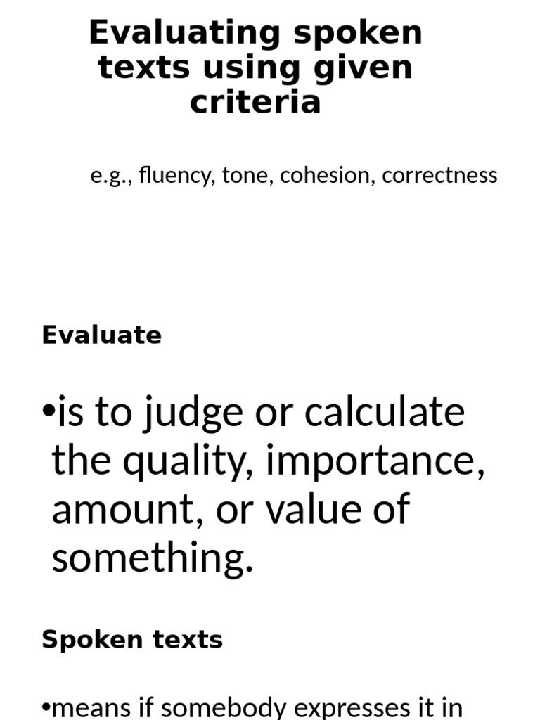 Evaluating Spoken Texts Criteria Guide | PDF